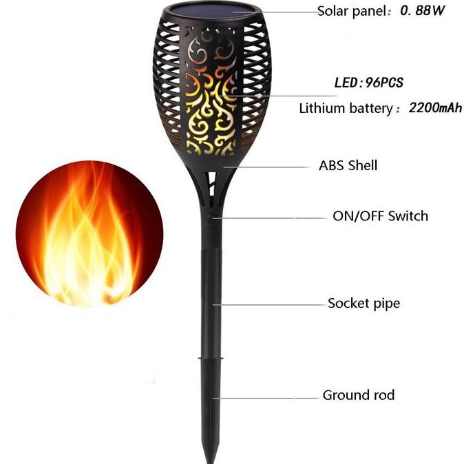 Jual Lampu Obor Api Led Tancap Taman - Tenaga Surya ( Solar Panel ...