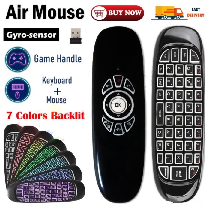 Jual MINI KEYBOARD WIRELESS AIR MOUSE GYROSCOPE REMOTE SMART TV ANDROID ...