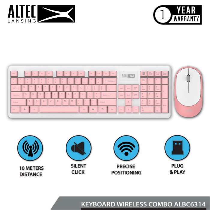 Jual ALTEC LANSING KEYBOARD + MOUSE WIRELESS ALBC6314 SILENT DESIGN ...
