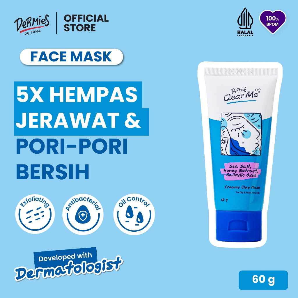 Jual Dermies Clear Me Creamy Clay Mask 60gr - Masker Wajah Jerawat Mud ...