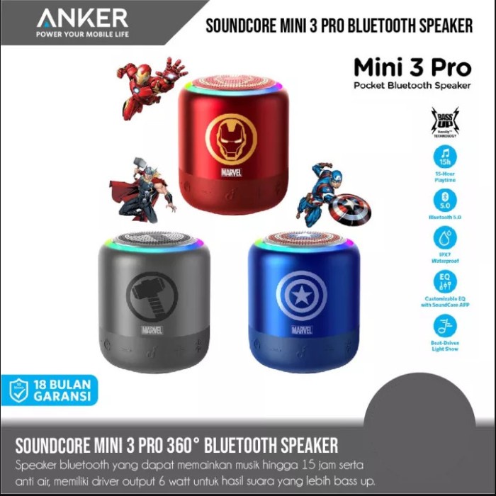 Jual Speaker Bt Full Bass Anker Marvel Super Hero Soundcore Mini 3 Pro ...