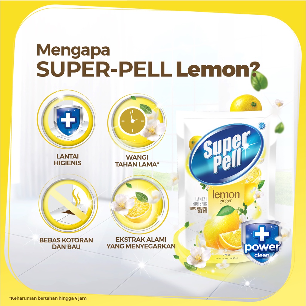 Jual SuperPell Pembersih Lantai Pel Lantai Harum & Wangi Lemon Ginger 770 mL | Shopee Indonesia