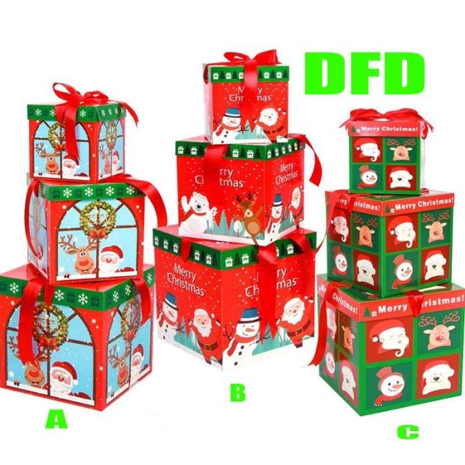 Jual Box Kado Pohon Natal Set isi 3 / Kado Kadoan Natal | Shopee Indonesia