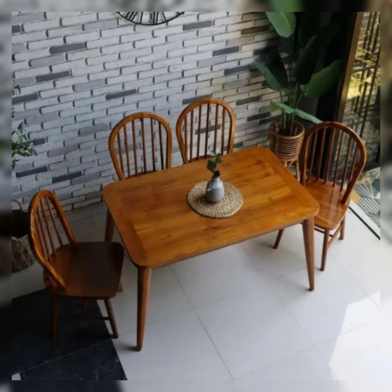 Jual Meja makan set minimalis kayu jati - Meja makan set kayu jati ...