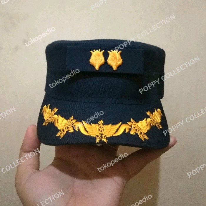 Jual Topi Pet Pdh Pamen Au + Pangkat Bordir Kualitas Terbaik (Coustum ...