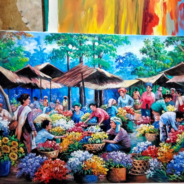 Jual [Original] Lukisan Pasar Bunga Dan Buah Uk 85X135Cm Bisa Gojek ...