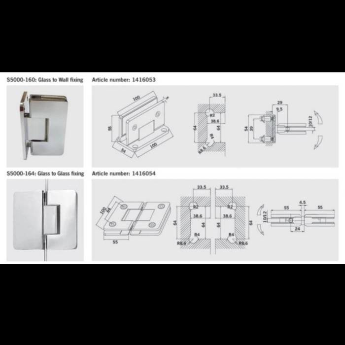 Jual [Ori] Engsel Shower Dorma S-5000-160 Glass To Wall Shower Hinge ...