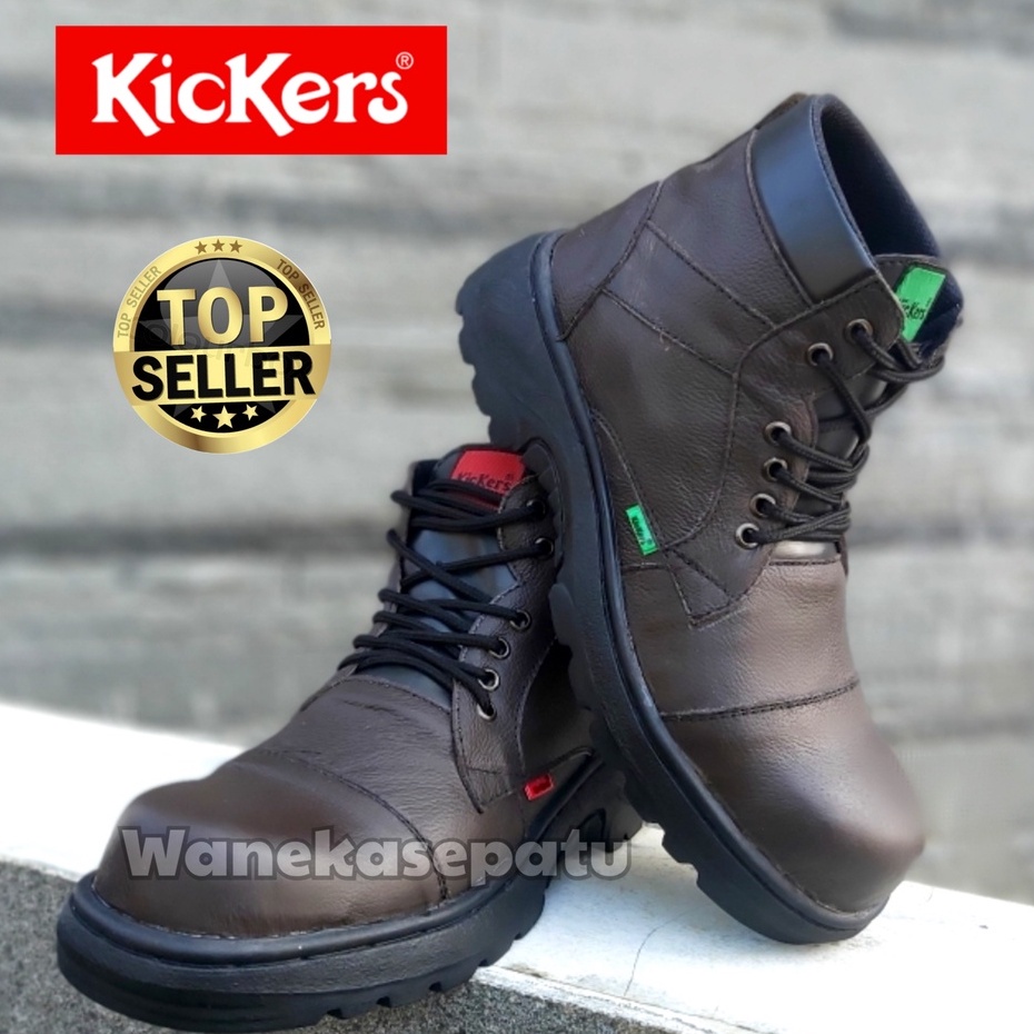 Jual SEPATU BOOTS KULIT ASLI 100% ORI PRIA KICKERS SEPATU SAFETY SEMI ...