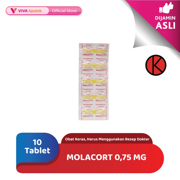 Jual Molacort 0,75 mg / Dexamethasone / Radang / Alergi (10 Tablet ...