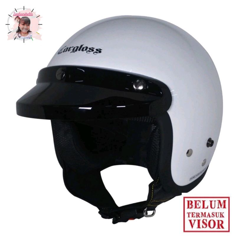 Jual Helm Carglos Bogo Retro Dewasa Polos putih / white glossy PET Full ...