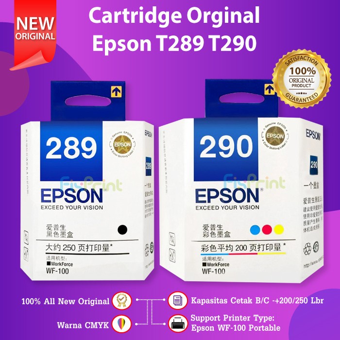 Jual Cartridge Tinta Epson T290 Color T289 Black Ink Printer Wf100 Wf ...
