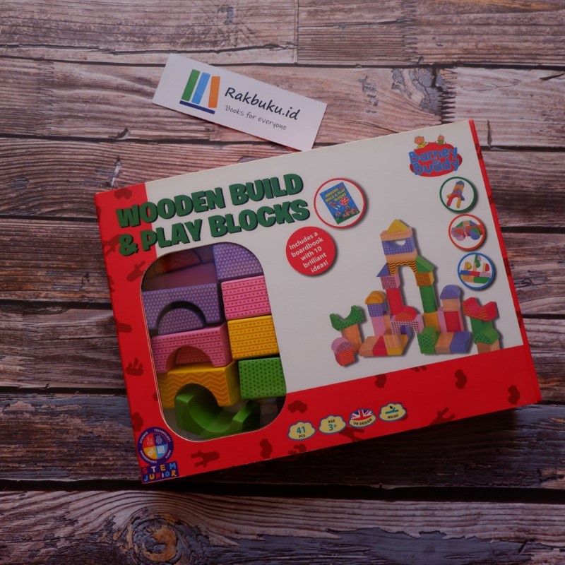 Jual Barney & Buddy 40 Wooden Build & Play Blocks Includes Boardbook ...
