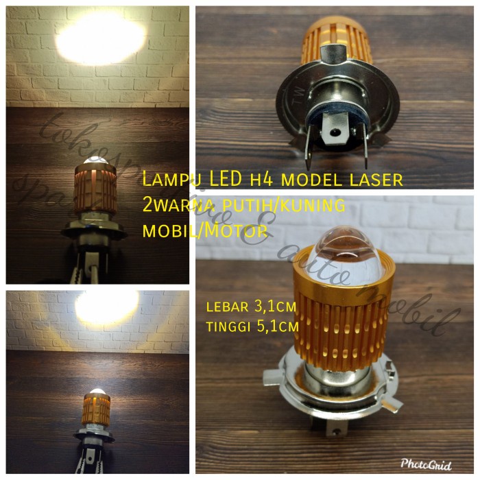 Jual Lampu LED h4 utama Laser 2warna universaL motor mobil putih kuning star | Shopee Indonesia