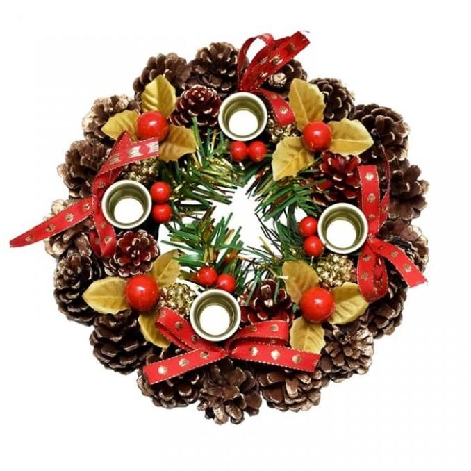 Jual Hiasan Krans Lingkaran Adven 4 Lilin Diameter 20cm | Shopee Indonesia