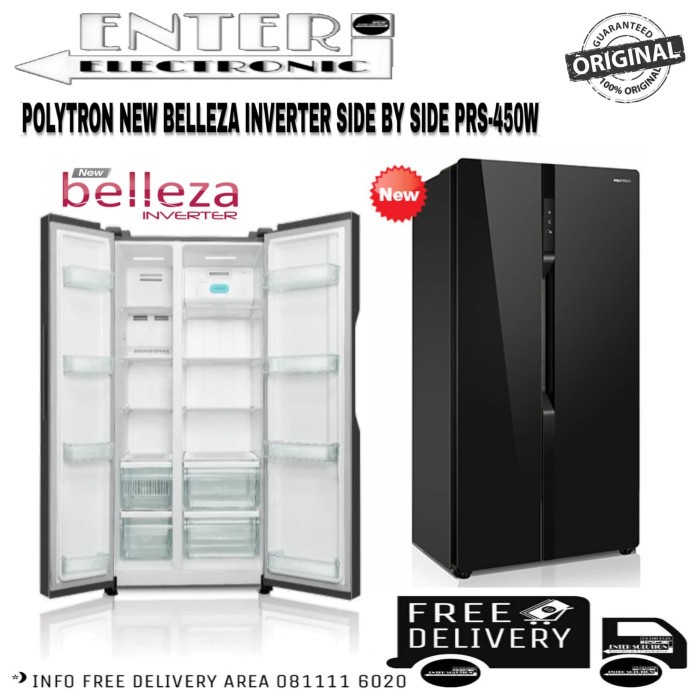 Jual POLYTRON PRS 450W - KULKAS POLYTRON BELLEZA INVERTER SIDE BY SIDE 436L | Shopee Indonesia