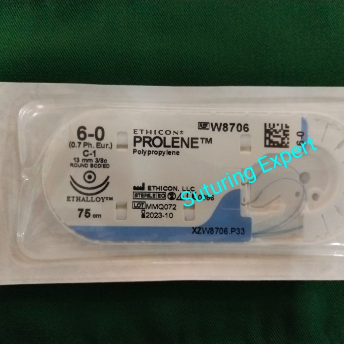 Jual MD - Prolene 6/0 W8706 ( Monofilament Non absorb, PPL, Benang ...