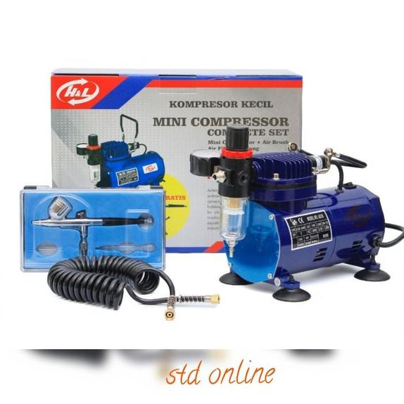 Jual kompresor mini paint brush compressor set with air brush H n L ...