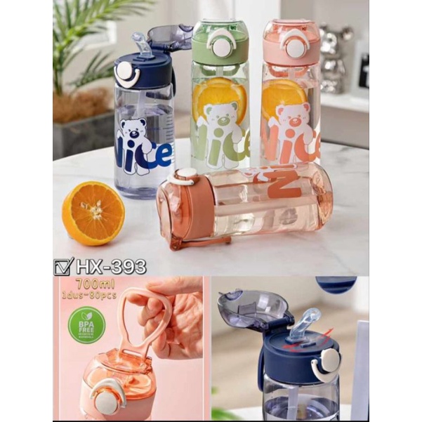 Jual botol air minum NICE transparan 700ml + sedotan | bpa free | Shopee Indonesia
