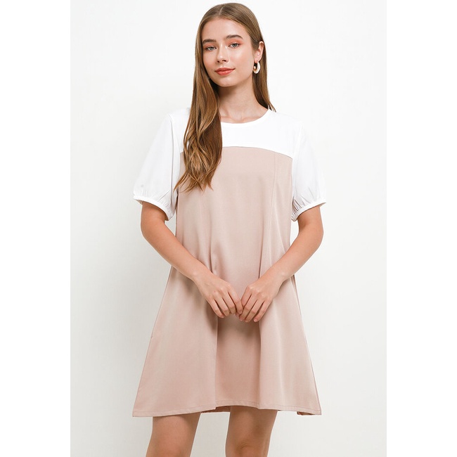 Jual Dress Seven Level Original Wanita Gaun Kombinasi warna coklat dan ...