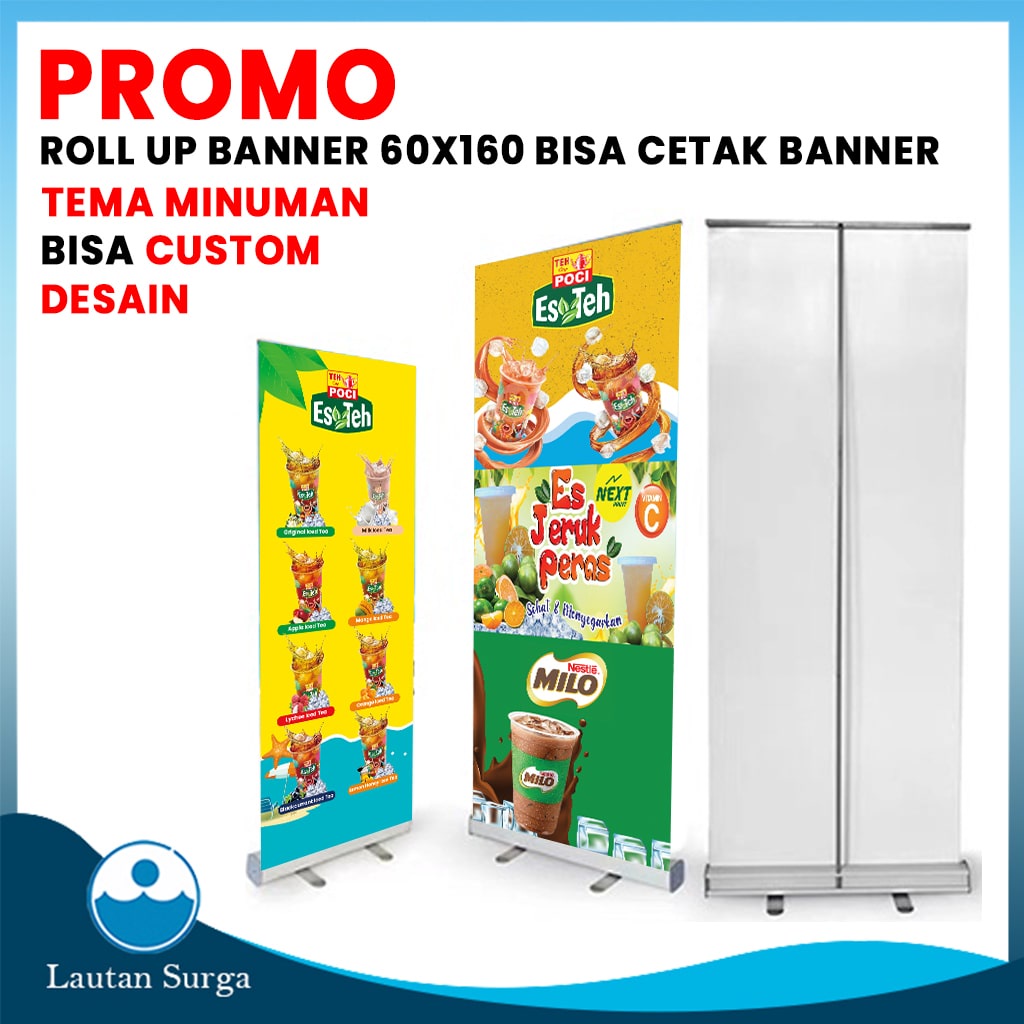 Jual (PAKET Cetak Standing Roll Up Banner Alumunium 60x160 cm) Cetak Stand Banner Spanduk Baliho ...