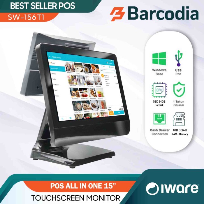 Jual MESIN KASIR ALL IN ONE POS TOUCHSCREEN DUAL MONITOR SW - 156T1 | Shopee Indonesia