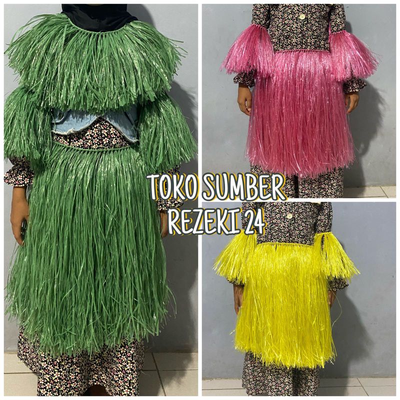 Jual Rok rumbai tali rafia / rok hawai tali rafia 3 ukuran Anak tk ...