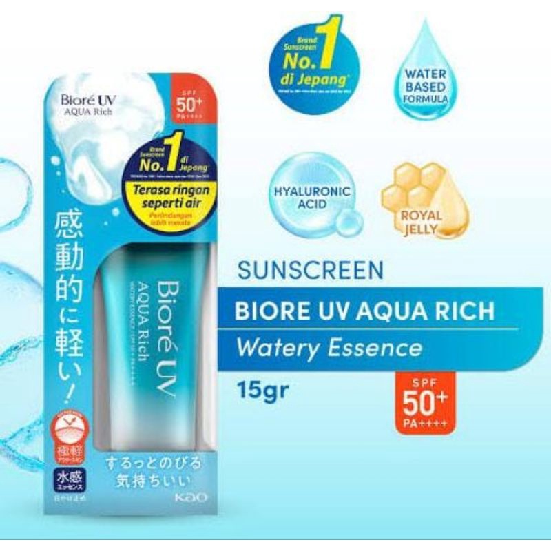 Jual Biore UV Aqua Rich Watery Essence Sunscreen SPF 50+ PA++++ | Shopee Indonesia