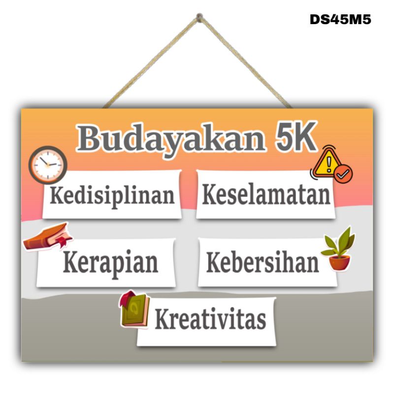 Jual Hiasan dinding Poster BUDAYAKAN 5K Gantungan dinding edukasi sekolah anak pajangan dinding ...