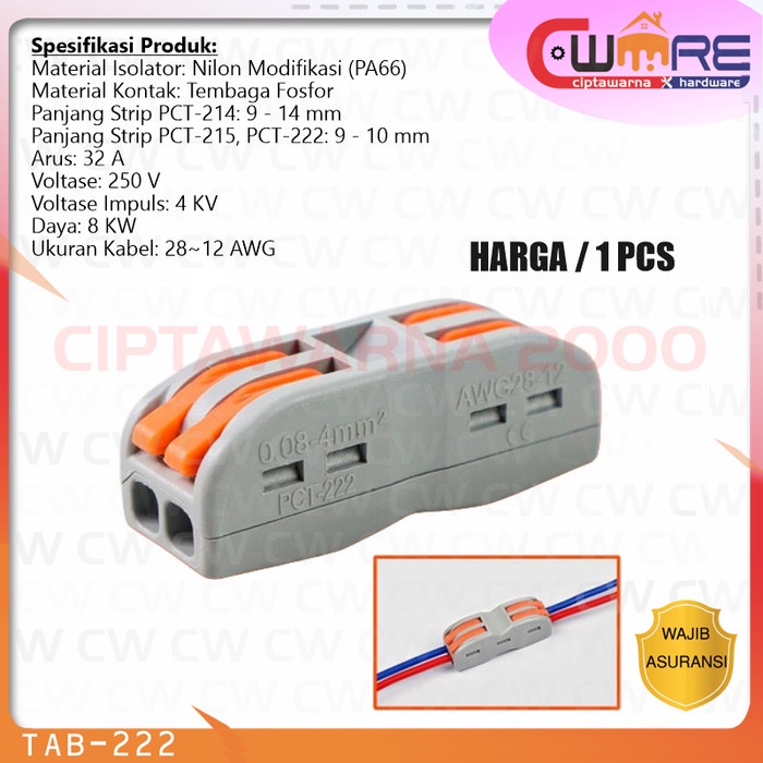 Jual best produk] Konektor Kabel 2x2 Pin 4 Lubang Merek TAP Model WAGO ...