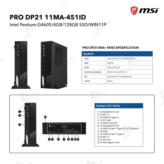 Jual MSI Mini PC PRO DP21 CUBI 5 Intel Core i3 8GB/256GB SSD | Shopee Indonesia