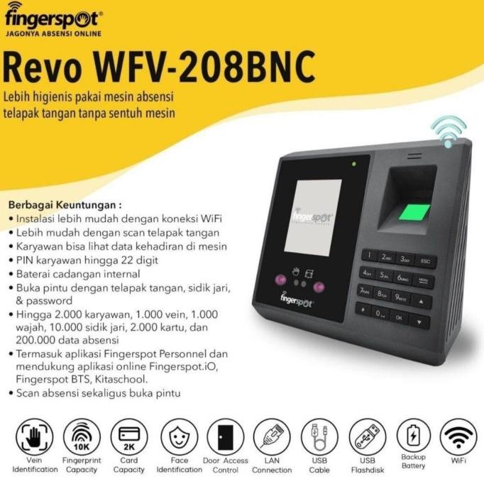 Jual Mesin Absensi Wifi Revo Wfv 208Bnc Scan Absen Jari Kartu Wajah ...