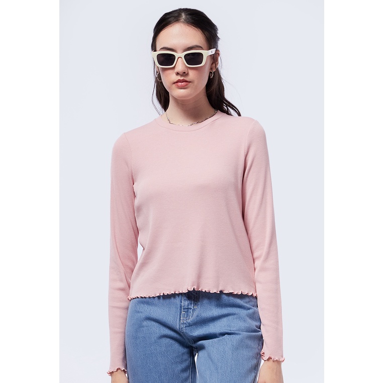 Jual Executive Long Sleeve Crop Top Soft Pink | Shopee Indonesia