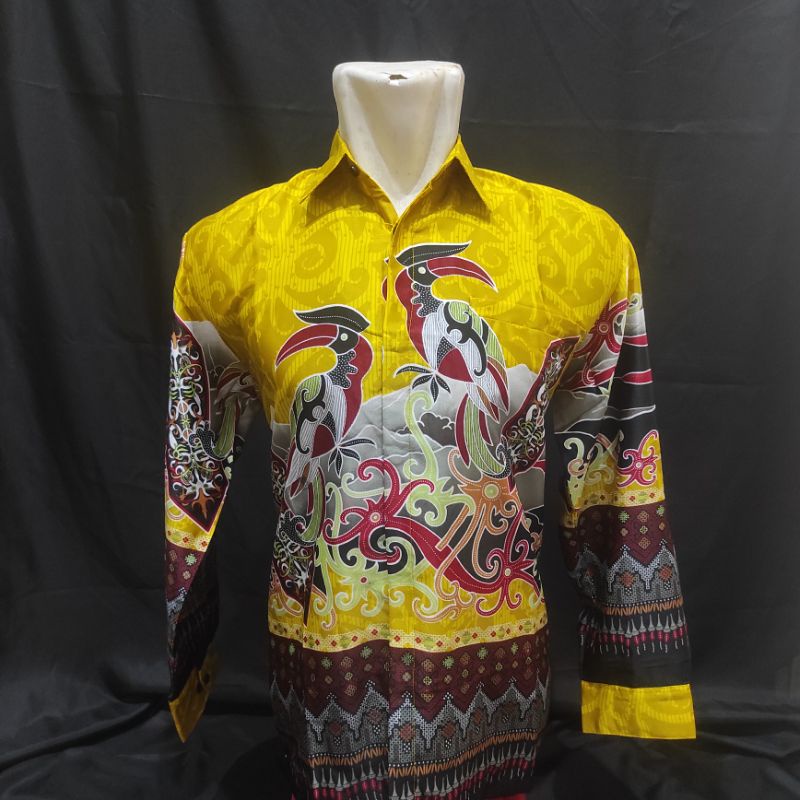 Jual Kemeja batik pria motif burung enggang dayak kalimantan KLPJ03 ...