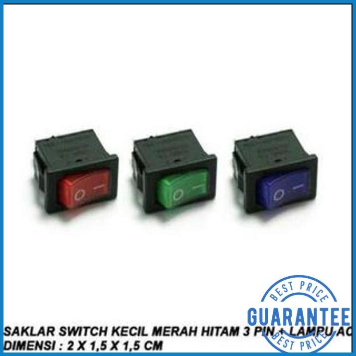 Jual SAKLAR SWITCH KECIL MERAH HITAM 3 PIN LAMPU AC ROCKET SWITCH 2115 ...