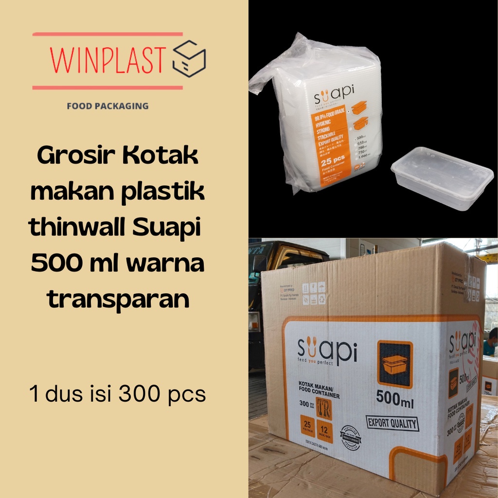 Jual Grosir kotak makan plastik / thinwall Suapi PP 500 ml warna ...