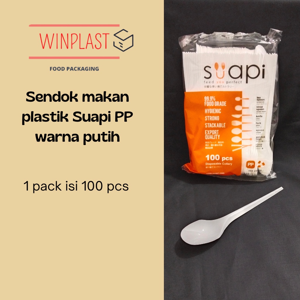 Jual Sendok makan plastik Suapi PP warna putih 1 pack isi 100 pcs ...