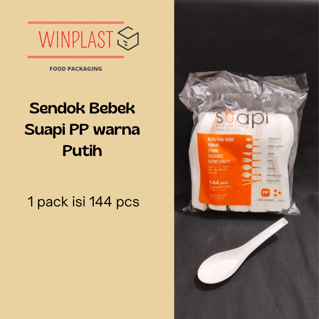 Jual Sendok bebek plastik Suapi PP warna putih 1 pack isi 144 pcs ...