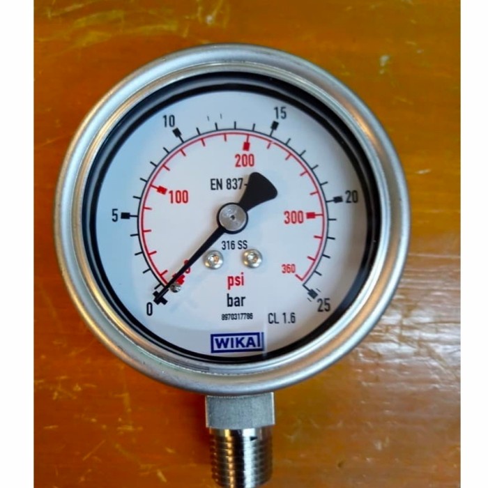 Jual [Ori] Wika Pressure Gauge 25 Inch 0-25 Bar Dual Scale 1/4 Npt Ss Bottom Terbaru | Shopee ...