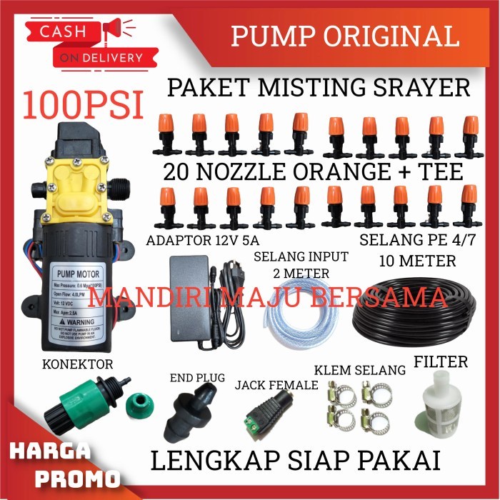 Jual Paket Pompa Embun / Kabut / Misting 20 Titik Hidroponik / Walet ...