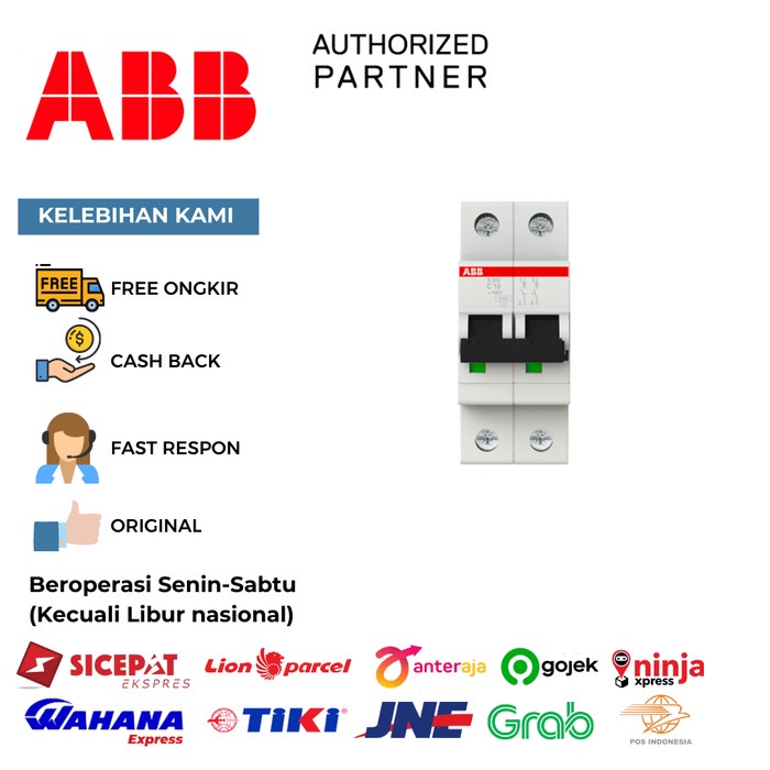 Jual [New] Abb Mcb Mini Circuit Breaker S202-C10 2Pole 10A 6Ka 2Cds252001R0104 Terbatas | Shopee ...