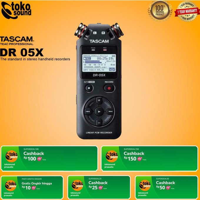 Jual Tascam DR-05X (HANDHELD LINEAR PCM RECORDER W/ AUDIO INTERFACE) | Shopee Indonesia