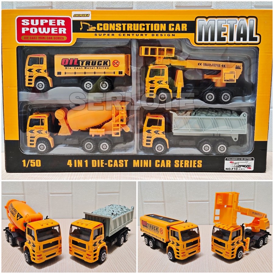Jual Die Cast Metal Construction Truck F1 Alat Berat Konstruksi Isi 4 pcs | Shopee Indonesia