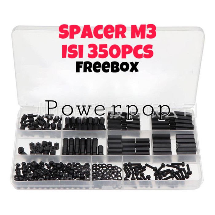 Jual Jual!! Paketan Stand off spacer pcb M3 kaki pcb nylon isi 350picer ...