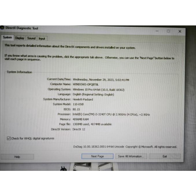 Jual CPU built up HP 110-210 Desktop Intel core i3-3240T 2.90GHz ...