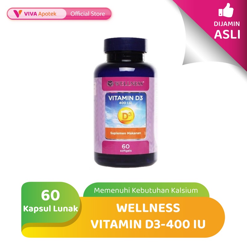 Jual Wellness Vitamin D3-400 IU Memenuhi Kebutuhan Kalsium (60 Tablet) | Shopee Indonesia