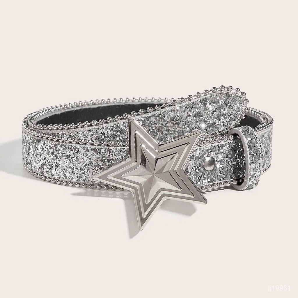 Jual Women's Star Buckle Belt Y2k Rhinestone Belt Luxury Bling Sequin ...