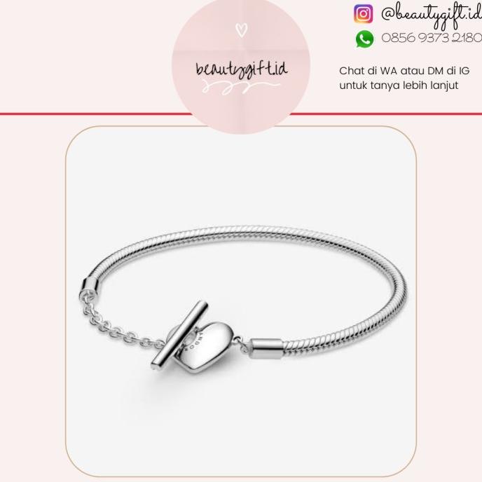 Jual Special Gelang Pandora Moments Heart T-Bar Snake Chain Bracelet ...