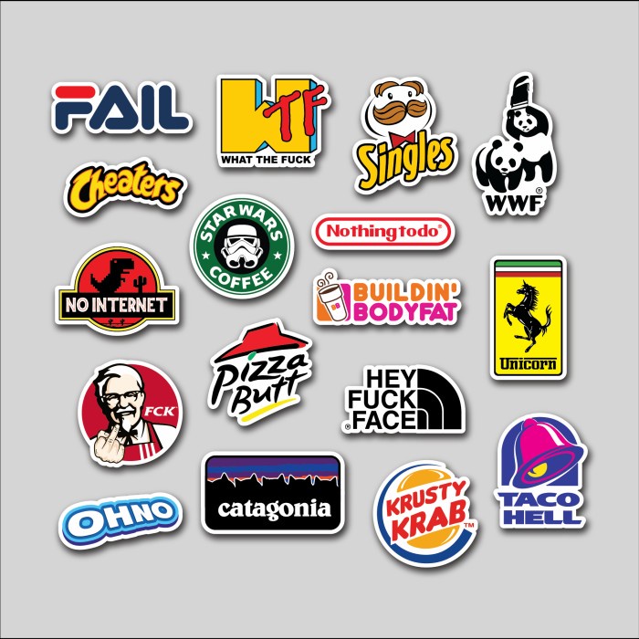 Jual Sticker Logo Brand Parody / Sticker Pack Laptop Vinyl / Stiker ...