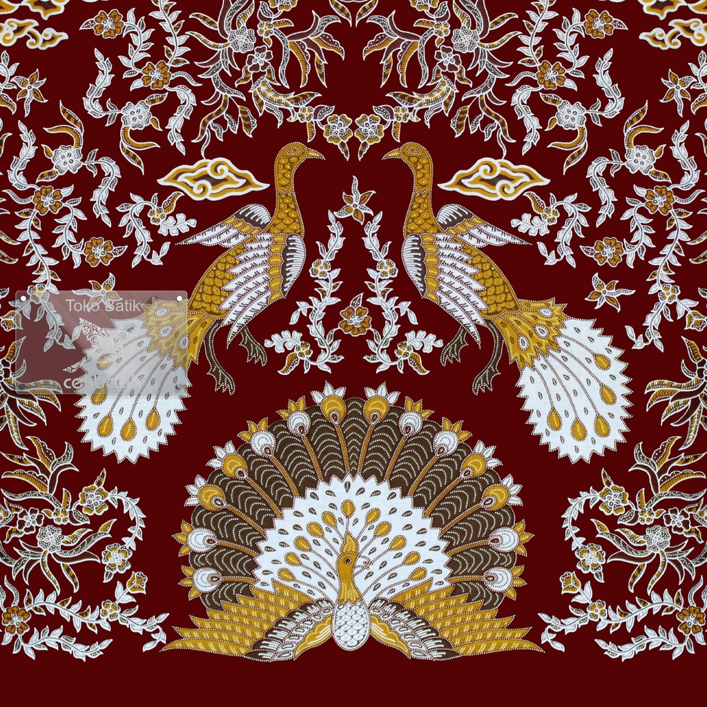 Jual kain batik - Motif Burung Merak Mega Mendung Unik (Merah) | Shopee ...