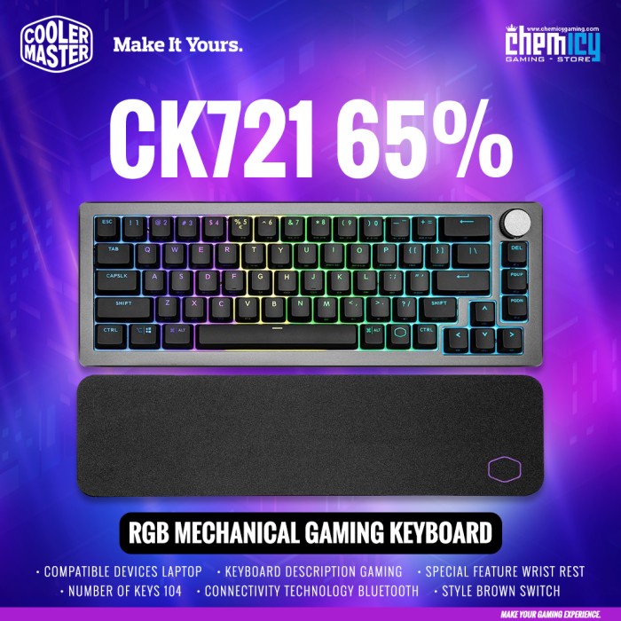 Jual Cooler Master CK721 65% RGB Hybrid Mechanical Gaming Keyboard ...